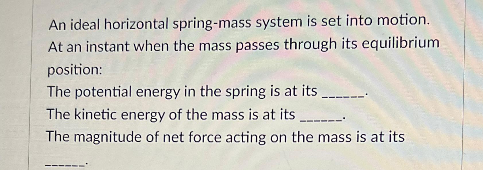 Solved An ideal horizontal spring-mass system is set into | Chegg.com