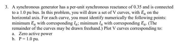 Solved 3. A synchronous generator has a per-unit synchronous | Chegg.com