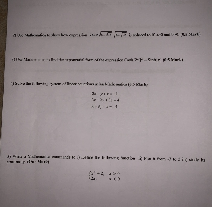 Solved 2) Use Mathematica to show how expression 2a+2 ya-y-b | Chegg.com