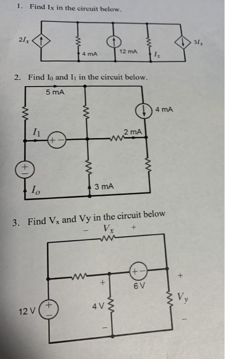 Solved 1. Find Ix in the circuit below. 4 mA 12 MA 2. Find | Chegg.com