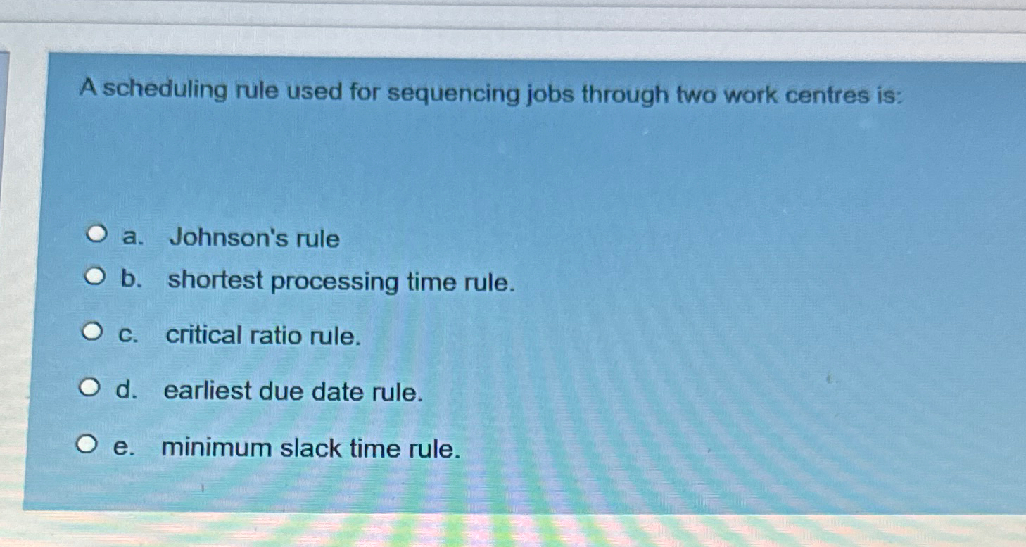 Solved A scheduling rule used for sequencing jobs through | Chegg.com