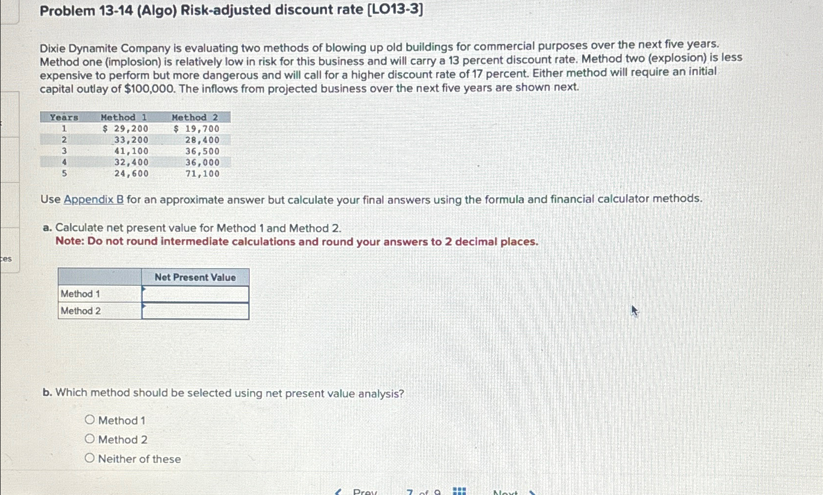 Solved Problem 13-14 (Algo) ﻿Risk-adjusted discount rate | Chegg.com