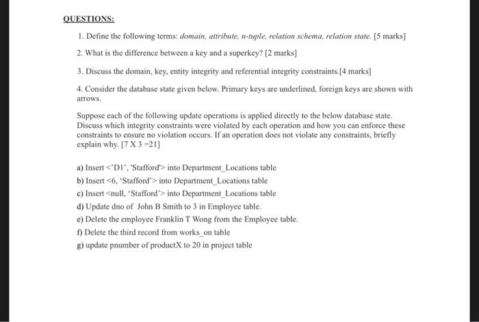 Solved 1. Define the following terms: domain, attribute, | Chegg.com