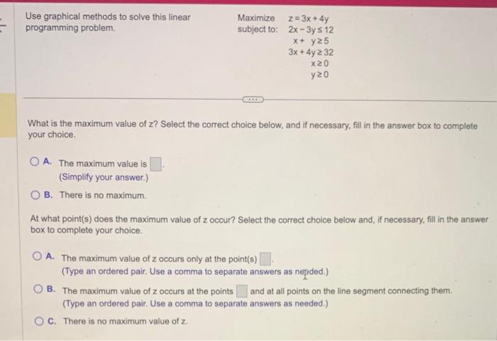 Solved Use graphical methods to solve this linear | Chegg.com