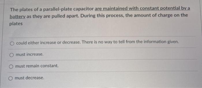 Solved The plates of a parallel-plate capacitor are | Chegg.com