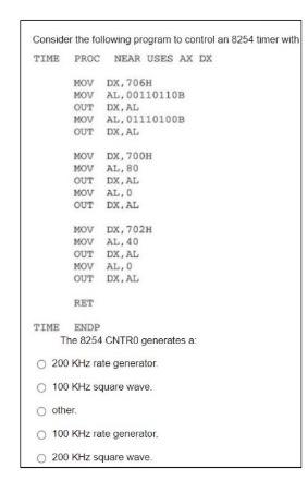 Solved Consider the following program to control an 8254 | Chegg.com