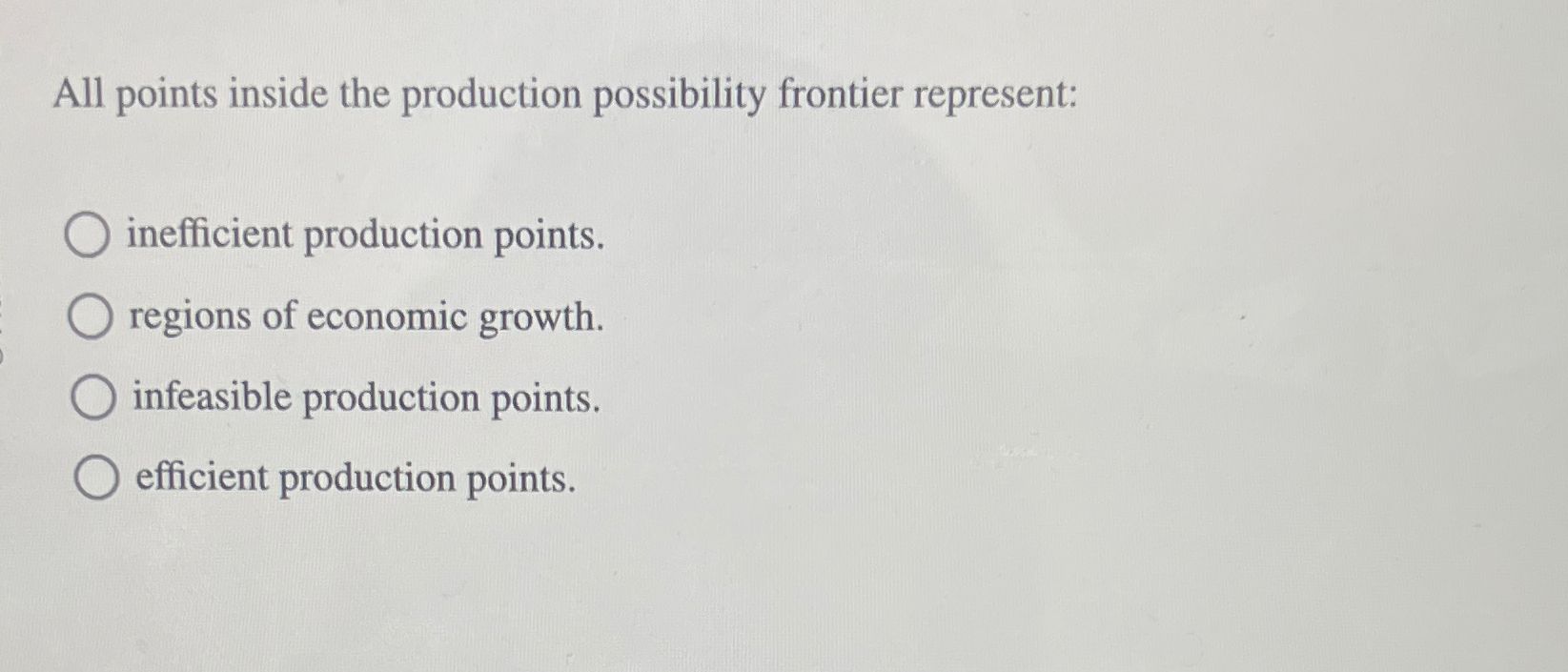 Solved All points inside the production possibility frontier | Chegg.com