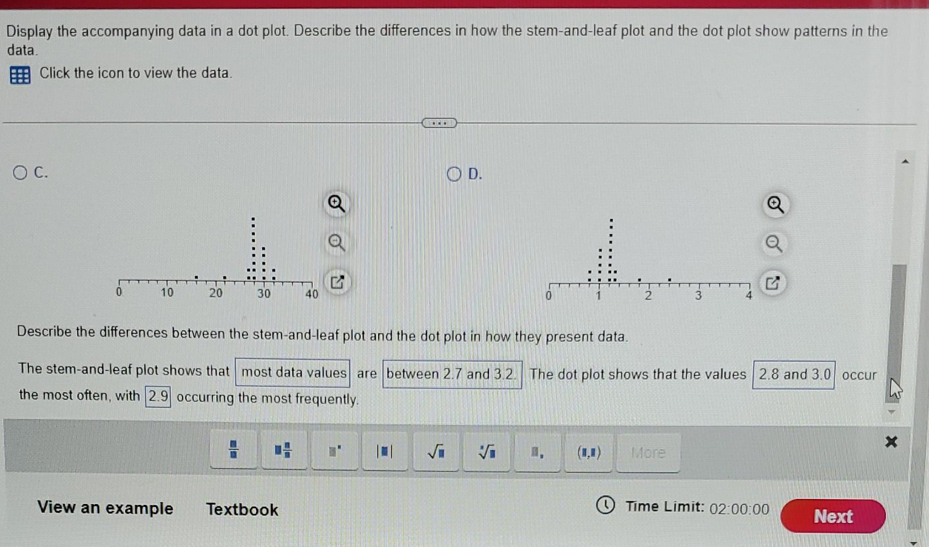 Solved Display the accompanying data in a dot plot. Describe | Chegg.com