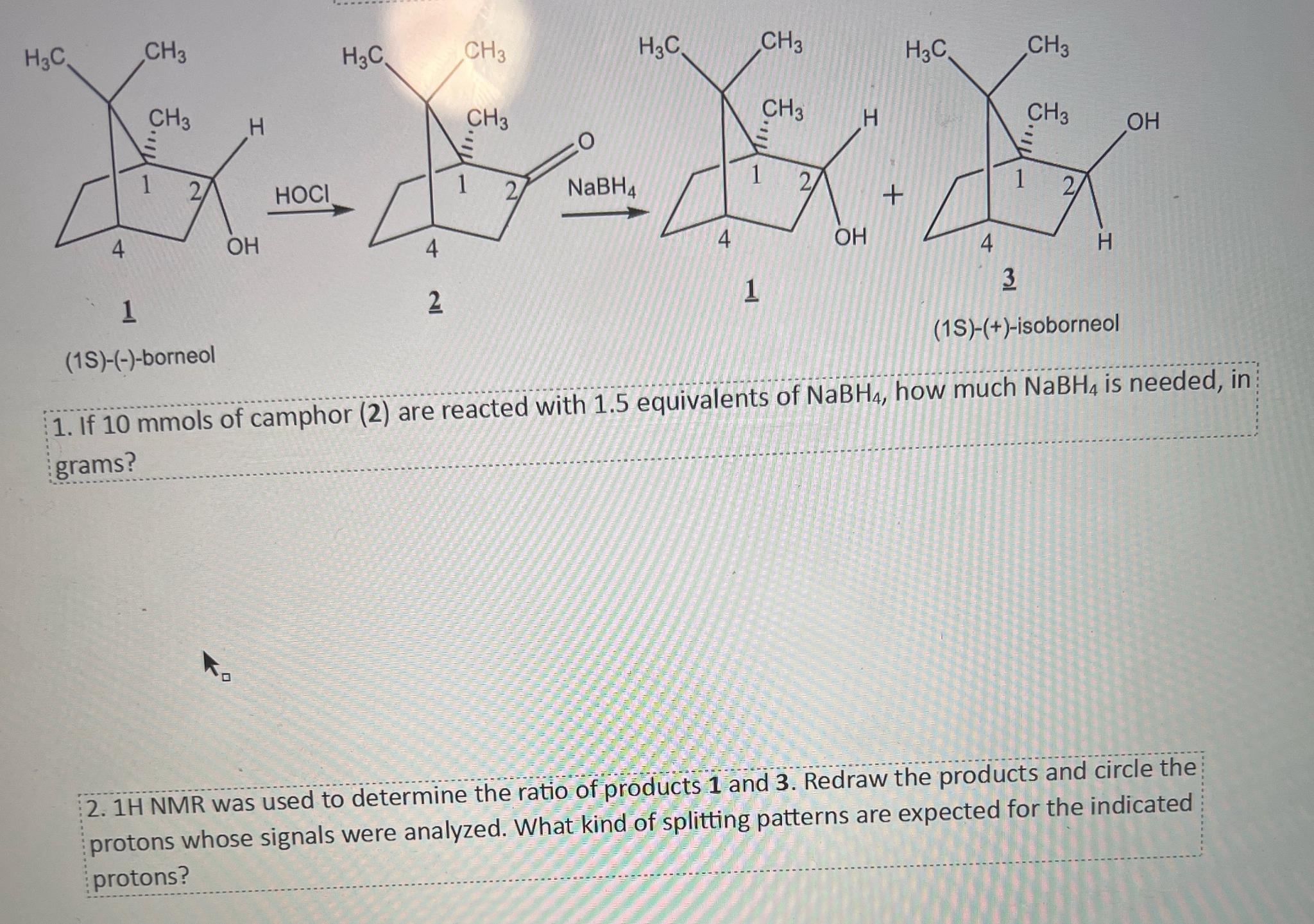 Solved (1S)-(-)-borneol(1S)-(+)-isoborneolIf 10 ﻿mmols of | Chegg.com