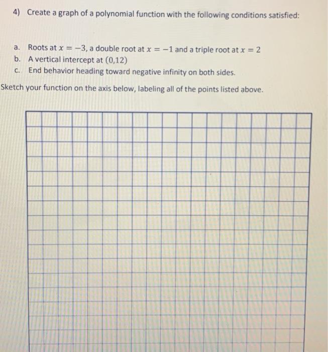 Solved 4) Create a graph of a polynomial function with the | Chegg.com