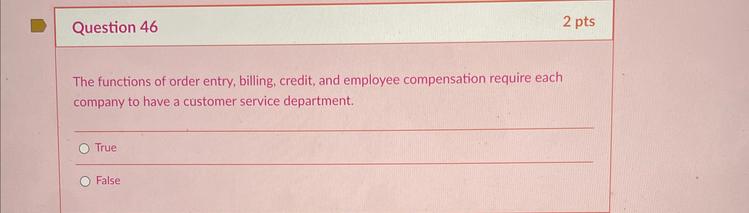 Solved Question 462 ﻿ptsThe functions of order entry, | Chegg.com