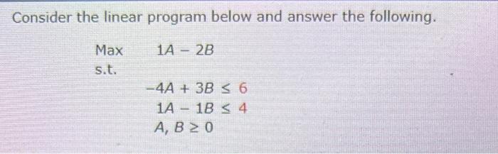 Solved Consider the linear program below and answer the | Chegg.com