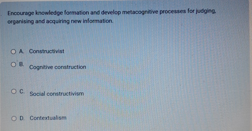 Solved Encourage knowledge formation and develop | Chegg.com