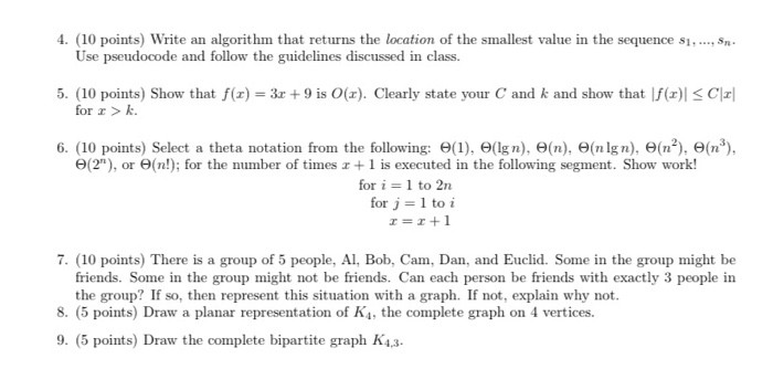 Solved 4 10 Points Write An Algorithm That Returns The 7935