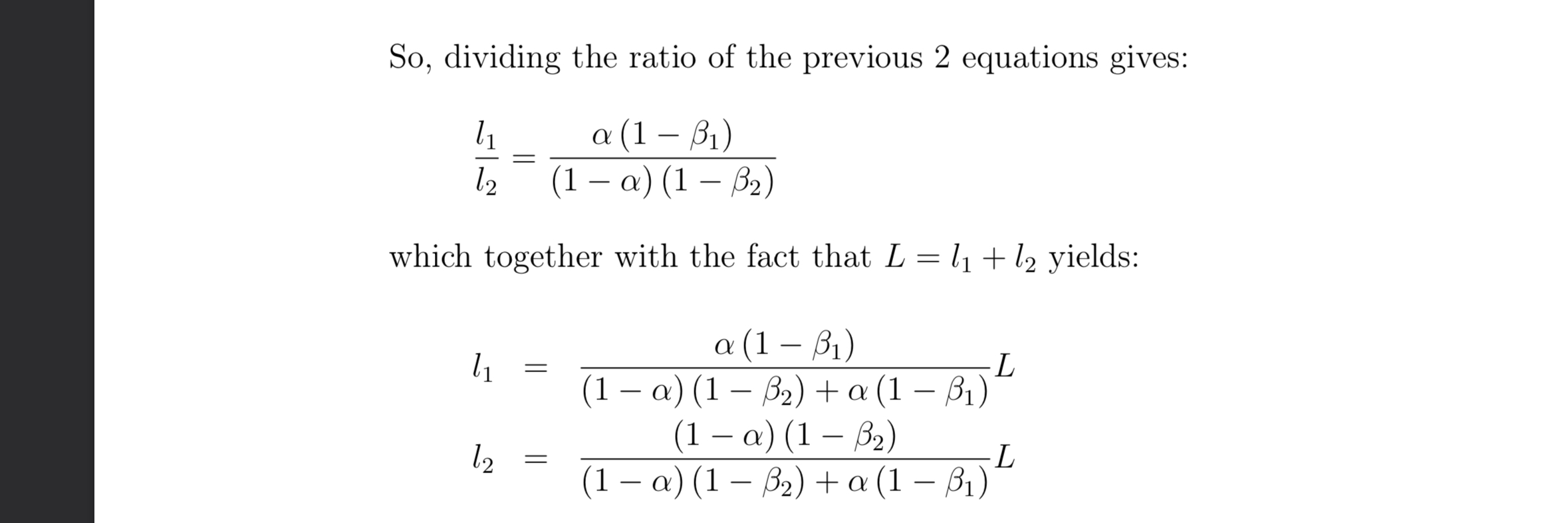 Solved So, ﻿dividing the ratio of the previous 2 ﻿equations | Chegg.com