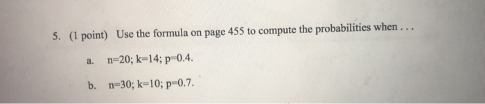 Solved 5. (1 point) Use the formula on page 455 to compute | Chegg.com