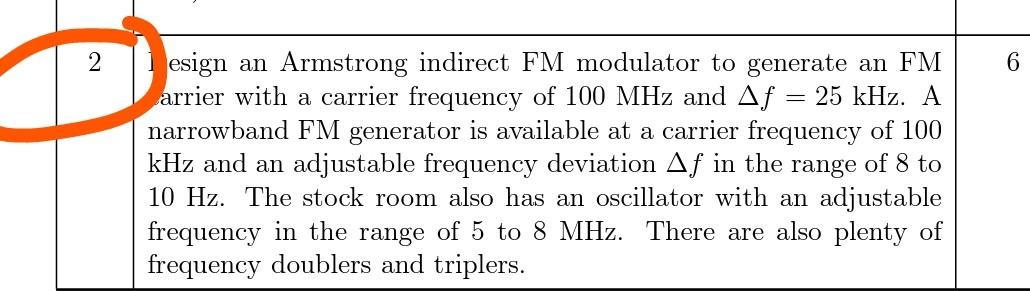 esign an Armstrong indirect FM modulator to generate | Chegg.com