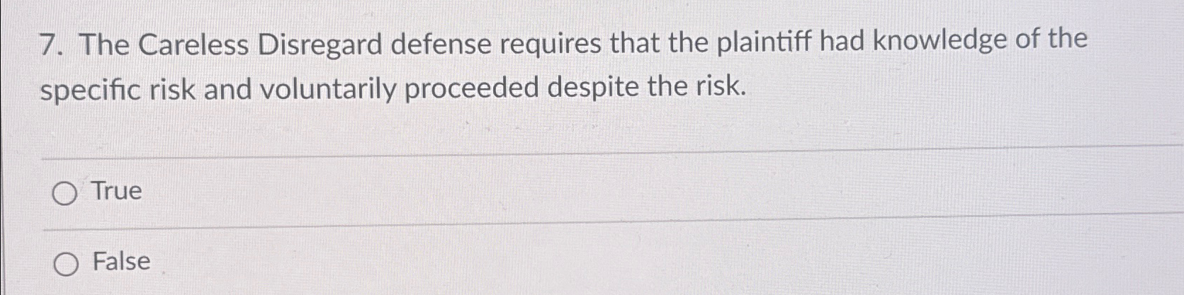 Solved The Careless Disregard defense requires that the | Chegg.com