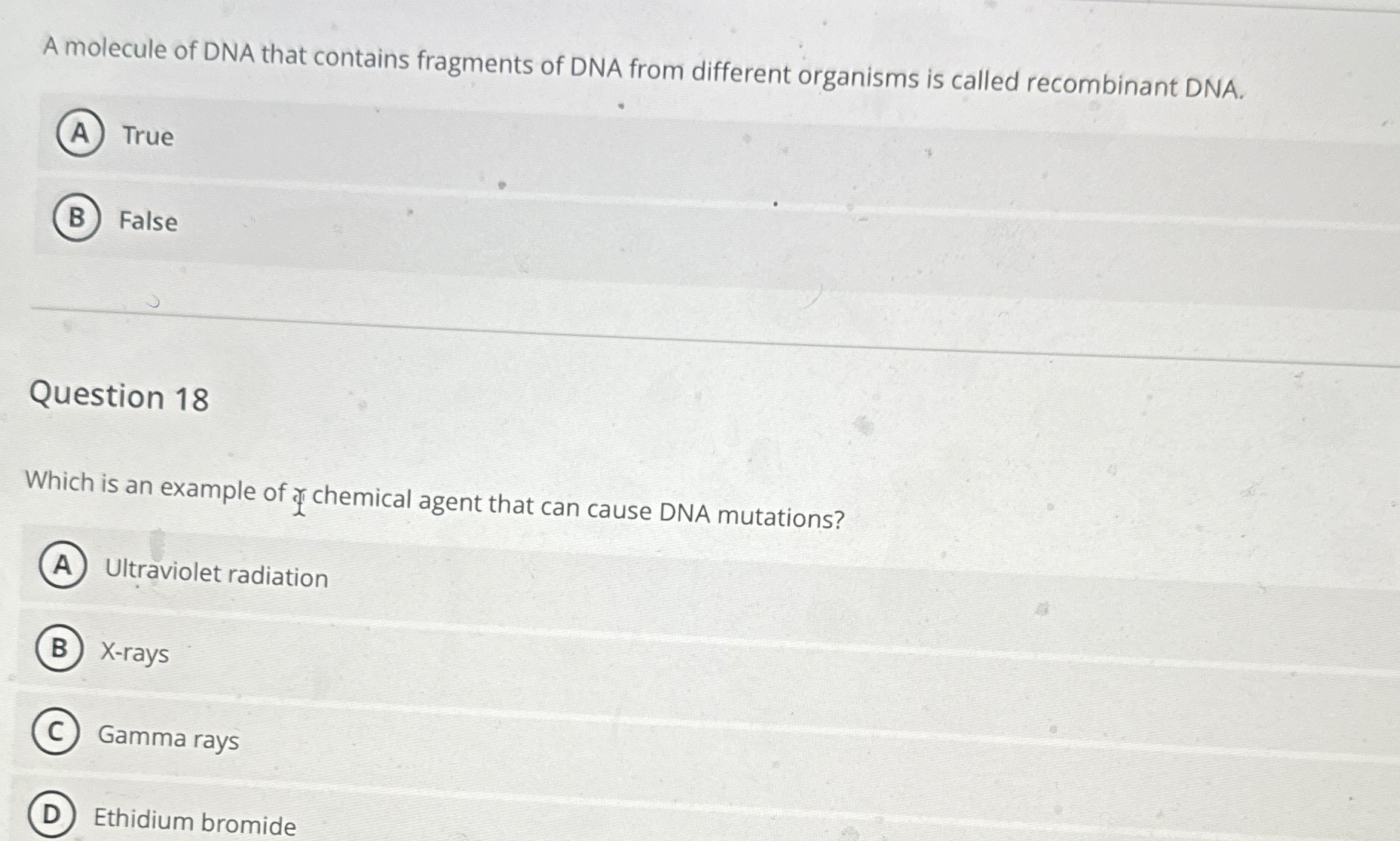 Solved A molecule of DNA that contains fragments of DNA from | Chegg.com