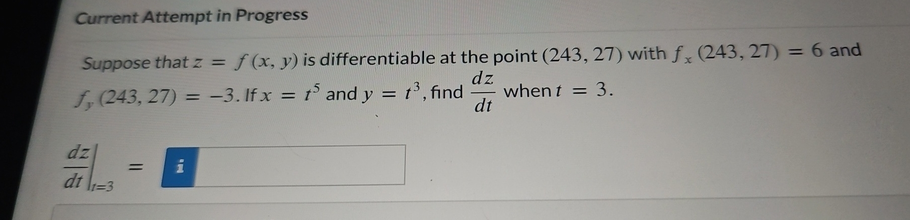 Solved Current Attempt in ProgressSuppose that z=f(x,y) ﻿is | Chegg.com