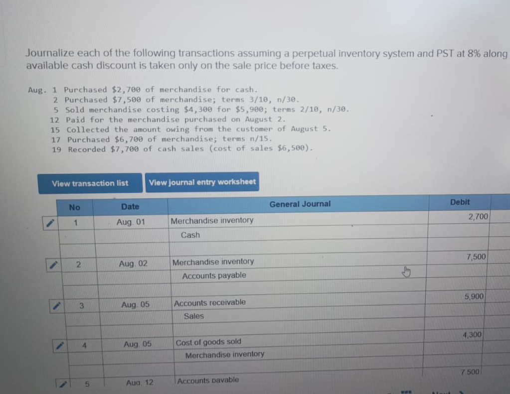 Solved Journalize each of the following transactions | Chegg.com