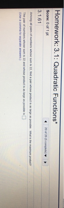 Solved Homework 3 1 Quadratic Functions Score 0 Of 1 Pt