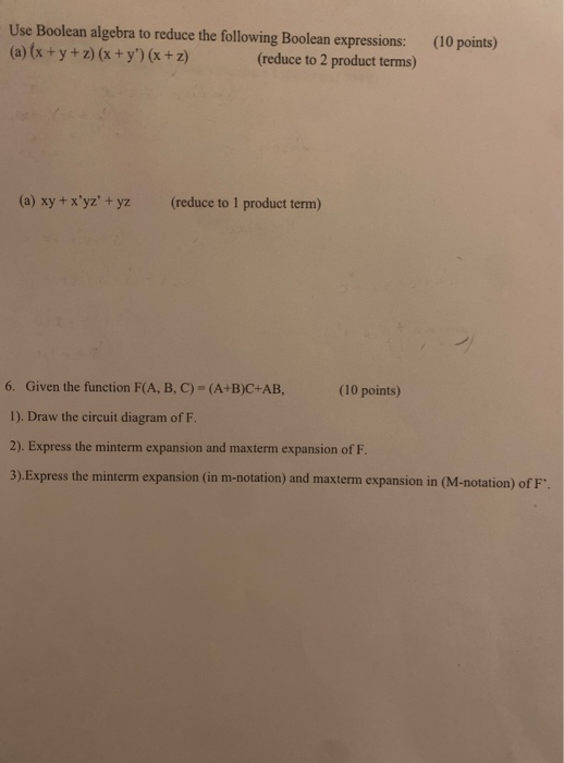 Solved Use Boolean algebra to reduce the following Boolean | Chegg.com