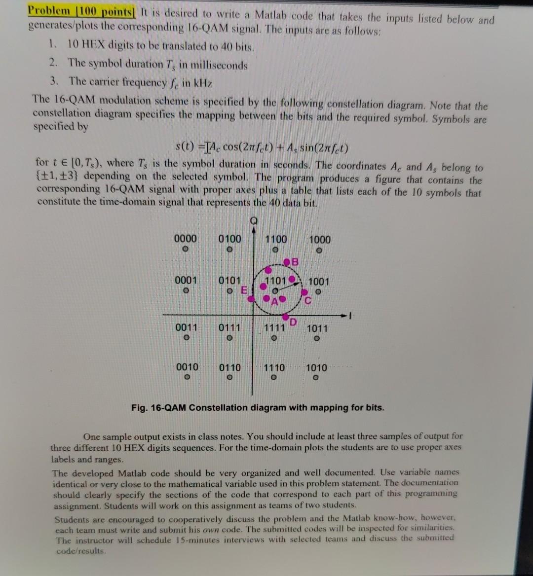 Problem 100 points. It is desired to write a Matlab | Chegg.com