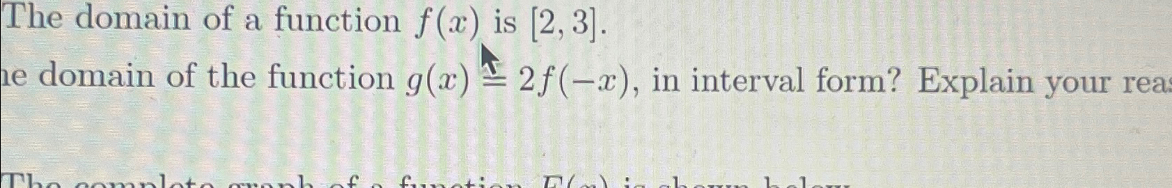 Solved The domain of a function f(x) ﻿is 2,3. ﻿de domain of | Chegg.com