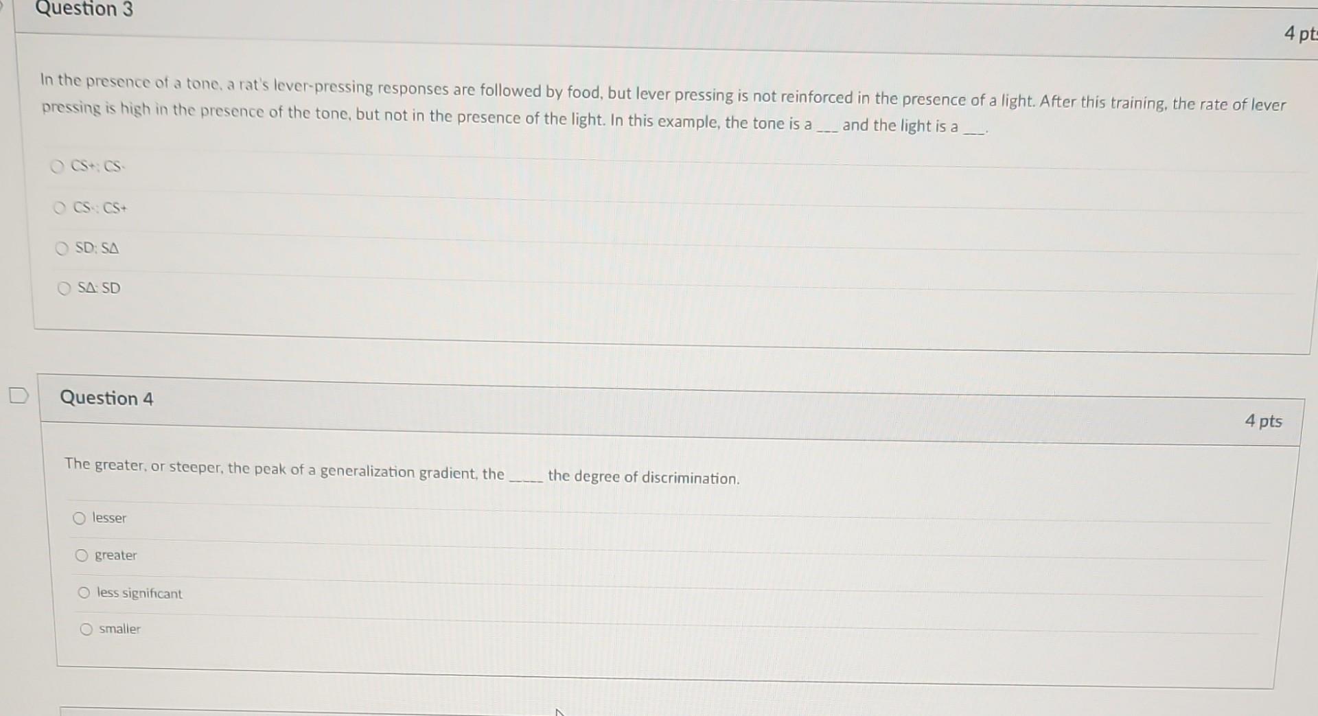 Solved In the presence of a tone, a rat's lever-pressing | Chegg.com