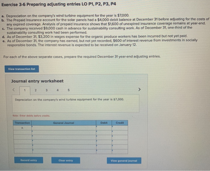 Solved Exercise 3-6 Preparing adjusting entries LO P1, P2, | Chegg.com