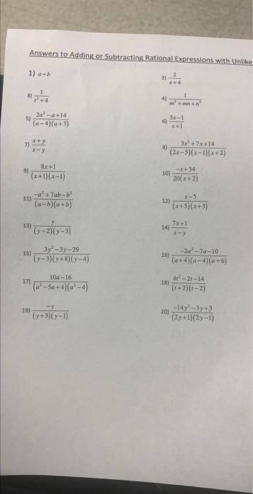 Solved Intermediate Algebra Skill Adding or Subtracting | Chegg.com Solved Intermediate Algebra Skill Adding or Subtracting | Chegg.com