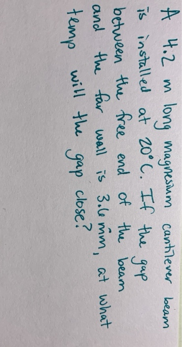 Solved A 42 m long magnesium cantilever beam is installed at | Chegg.com