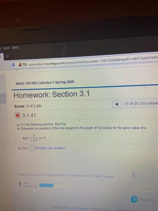 Solved 0 2 5 openvellum.ecollege.com/course | Chegg.com