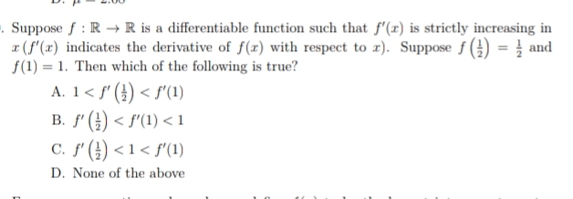 Solved Suppose f:R→R ﻿is a differentiable function such that | Chegg.com