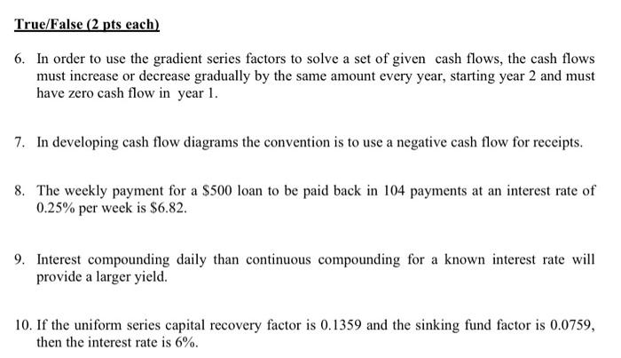Solved 6. In order to use the gradient series factors to | Chegg.com