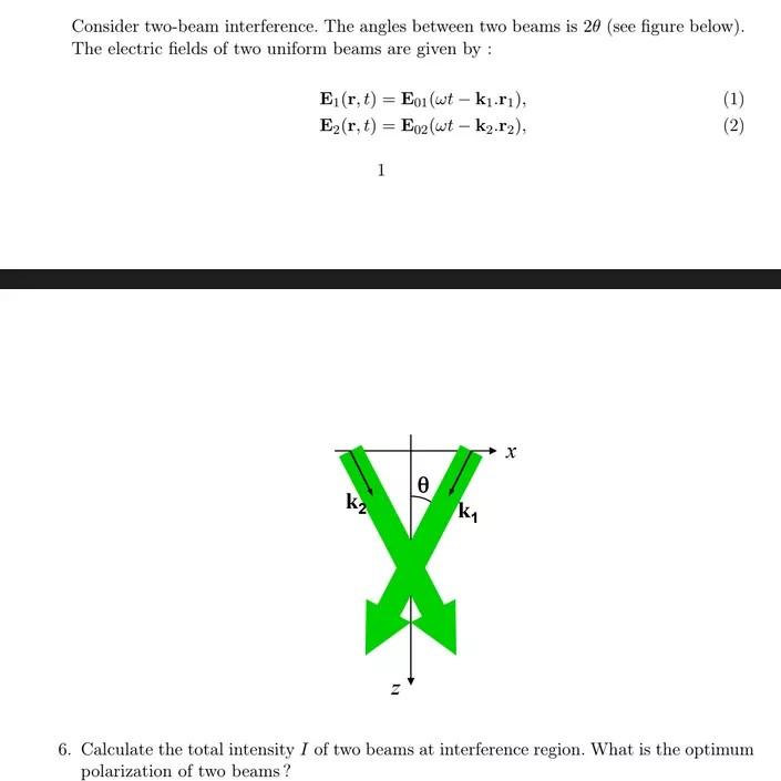 Solved Consider two-beam interference. The angles between | Chegg.com