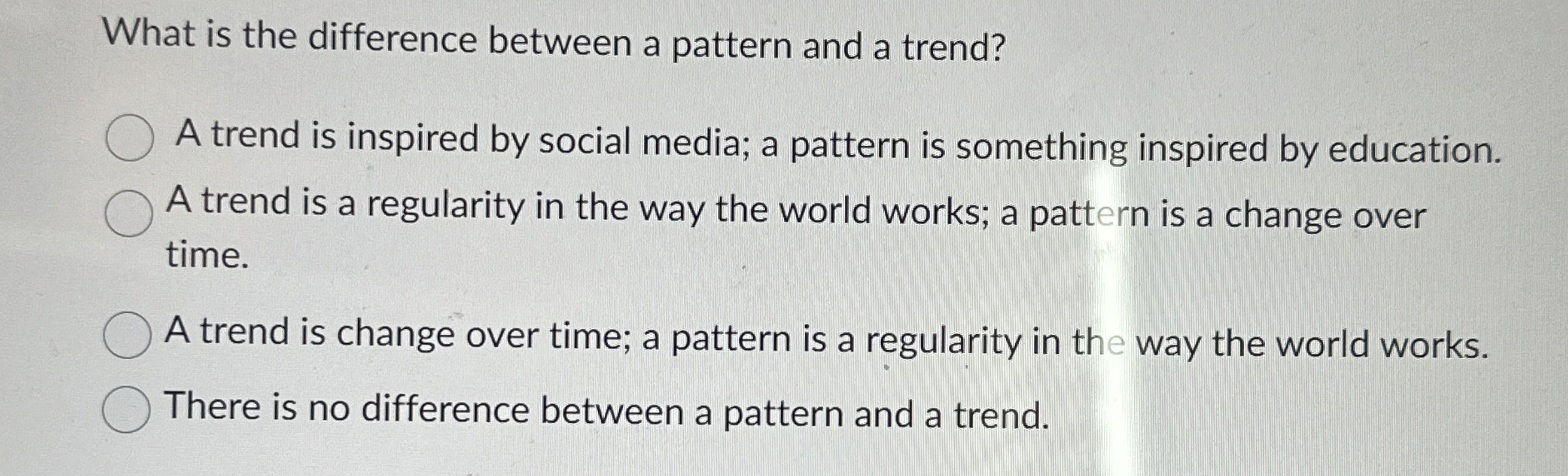 Solved What is the difference between a pattern and a | Chegg.com