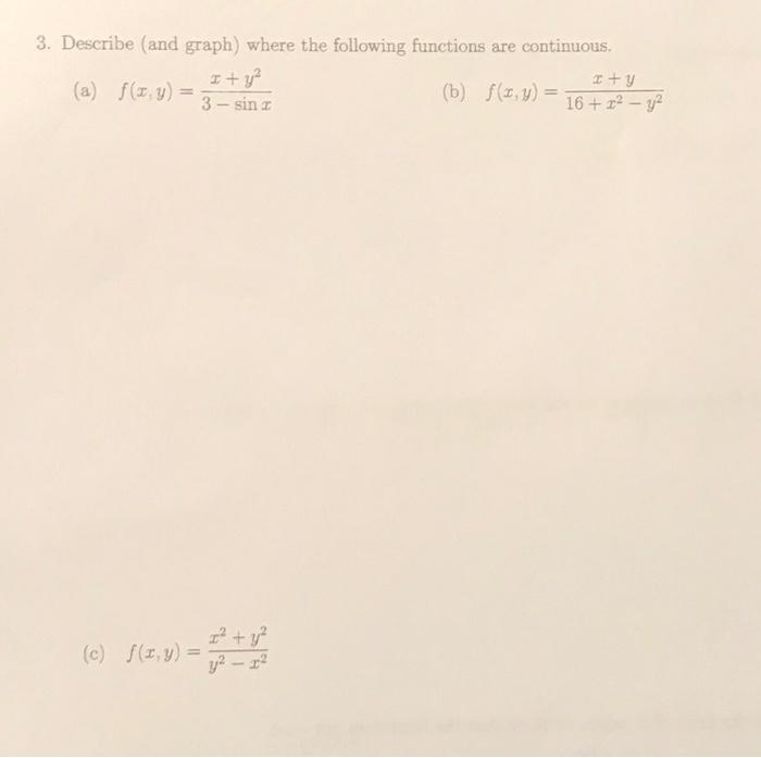 Solved 3. Describe (and graph) where the following functions | Chegg.com