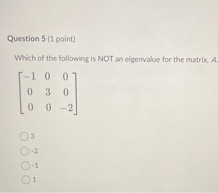 Solved Which of the following is NOT an eigenvalue for the | Chegg.com