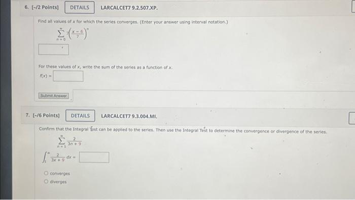 Solved Find all values of x for which the series converges. | Chegg.com