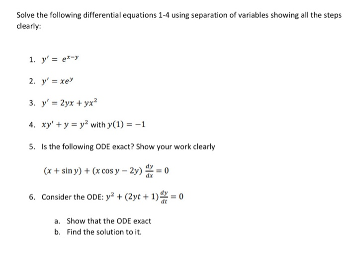 Solved Solve the following differential equations 1-4 using | Chegg.com