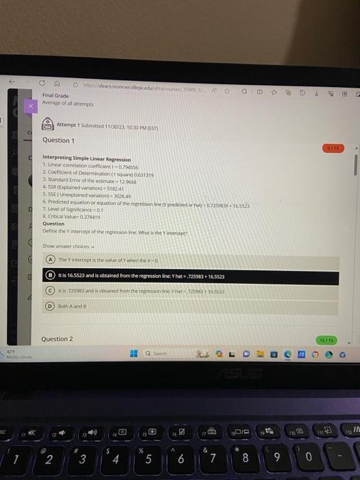 Solved Interpreting Simple Linear Regression 1 Unear 