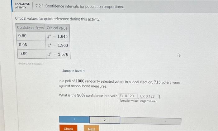 Solved CHALLENGE 7.2.1: Confidence intervals for population | Chegg.com