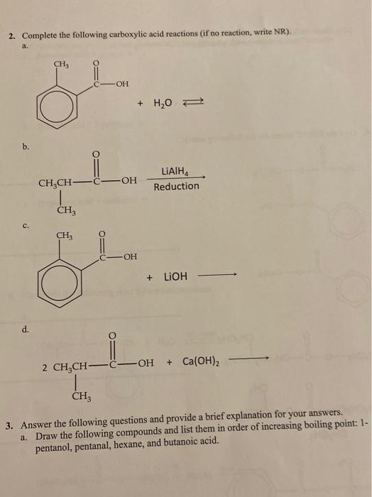 Solved 5. Complete the following esterification reactions. | Chegg.com