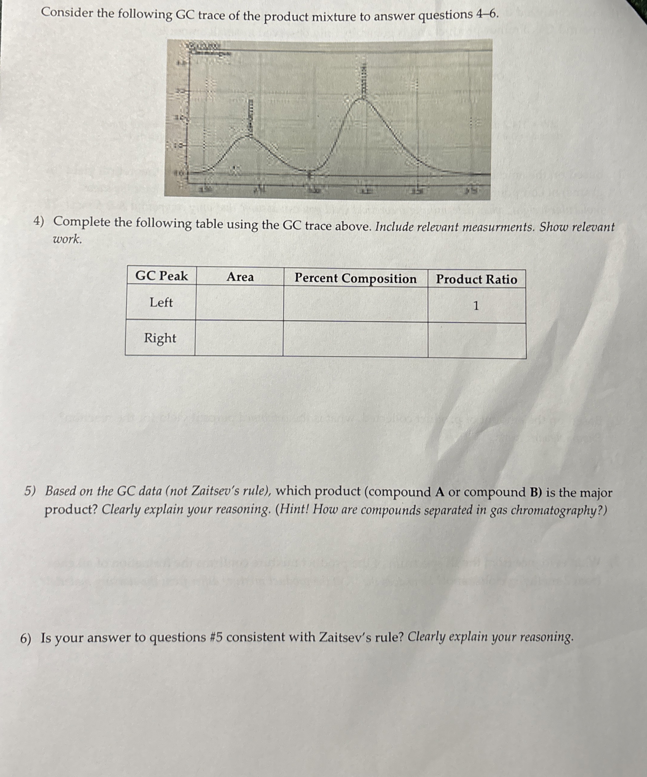 Solved by an EXPERT Consider the following GC trace of the product | Chegg.com