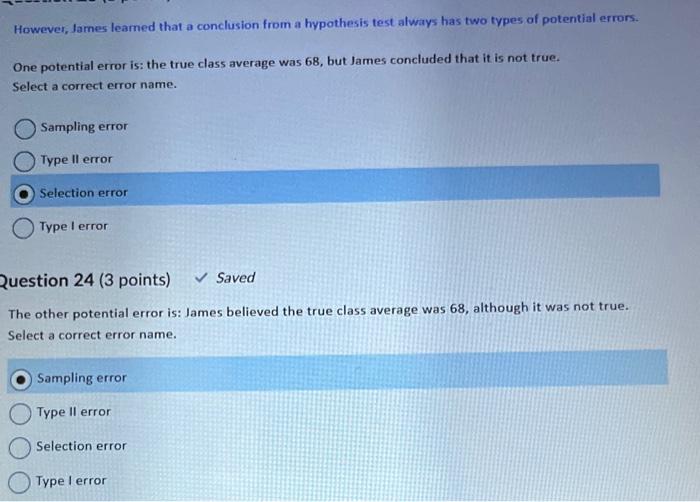 Solved However, fames leamed that a conclusion from a | Chegg.com