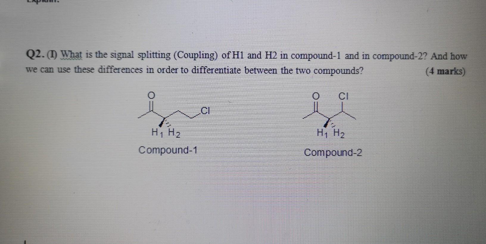Solved Q2. (1) What is the signal splitting (Coupling) of H1 | Chegg.com