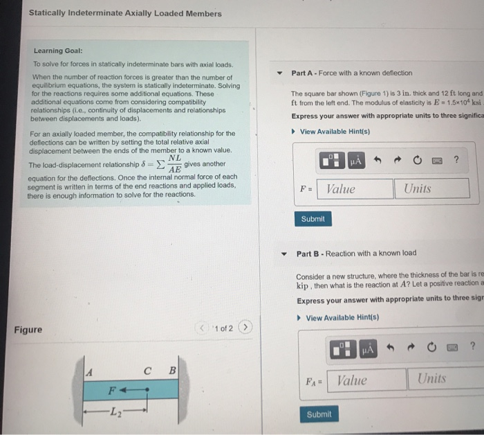 Solved Statically indeterminate Axially Loaded Members Part | Chegg.com