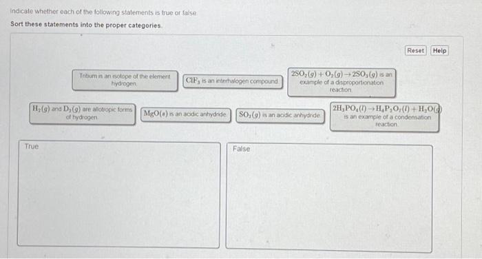 Solved Indicate whether each of the following statements is | Chegg.com